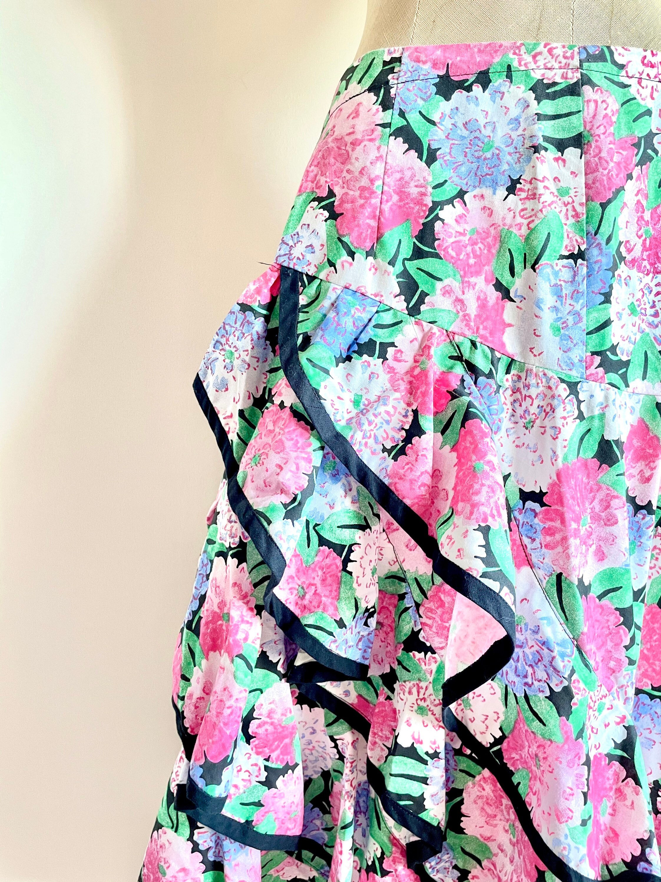 Vintage Ruffle Skirt, Vintage 80s Skirt, Vintage Floral Skirt, Vintage ...