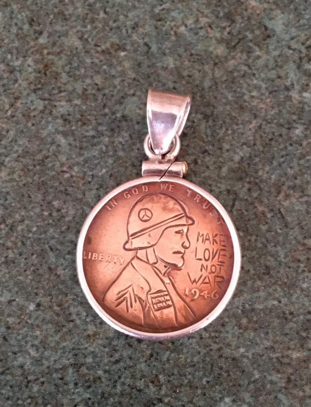 1946 Wheat Penny Hand Carved Hobo Coin Pendent Peace Not War - Etsy