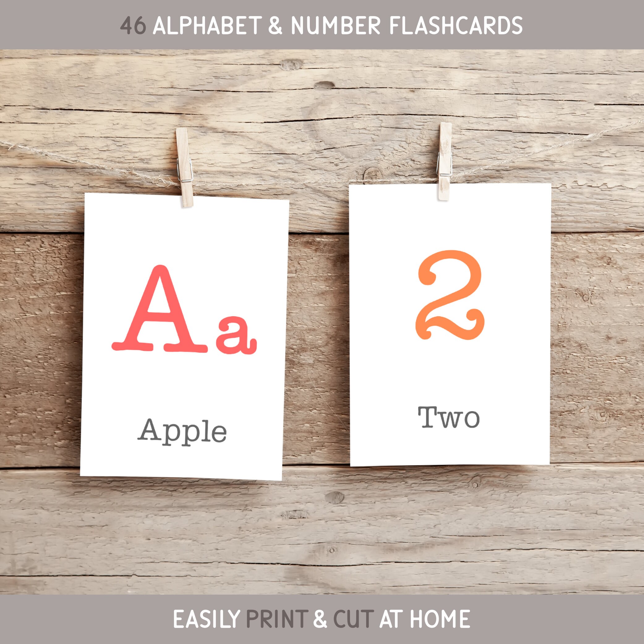 Number & Alphabet Flashcards Printable, A-Z Flashcard for Kids, ABC ...