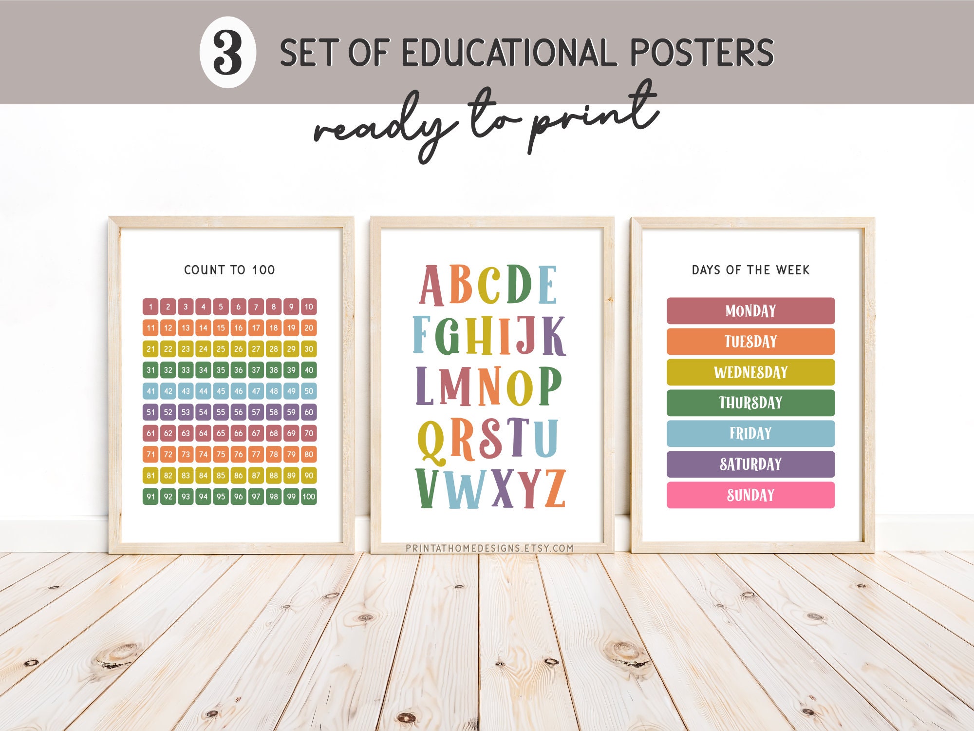 Rainbow Alphabet Poster Set, Educational Posters for Kids, Alphabet and ...