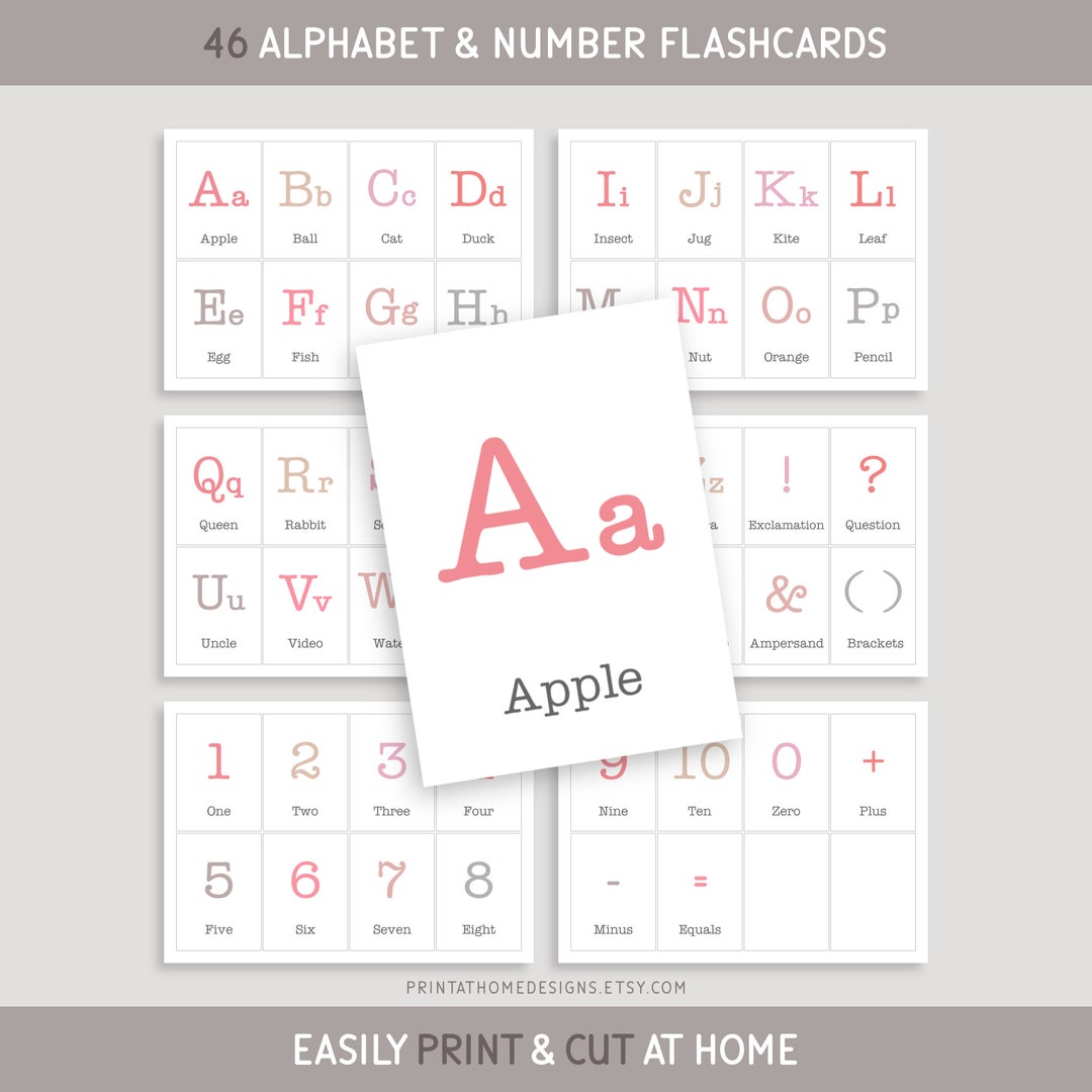 Alphabet & Numbers Flashcards Printable, ABC Flash Card, A-Z Flashcard ...
