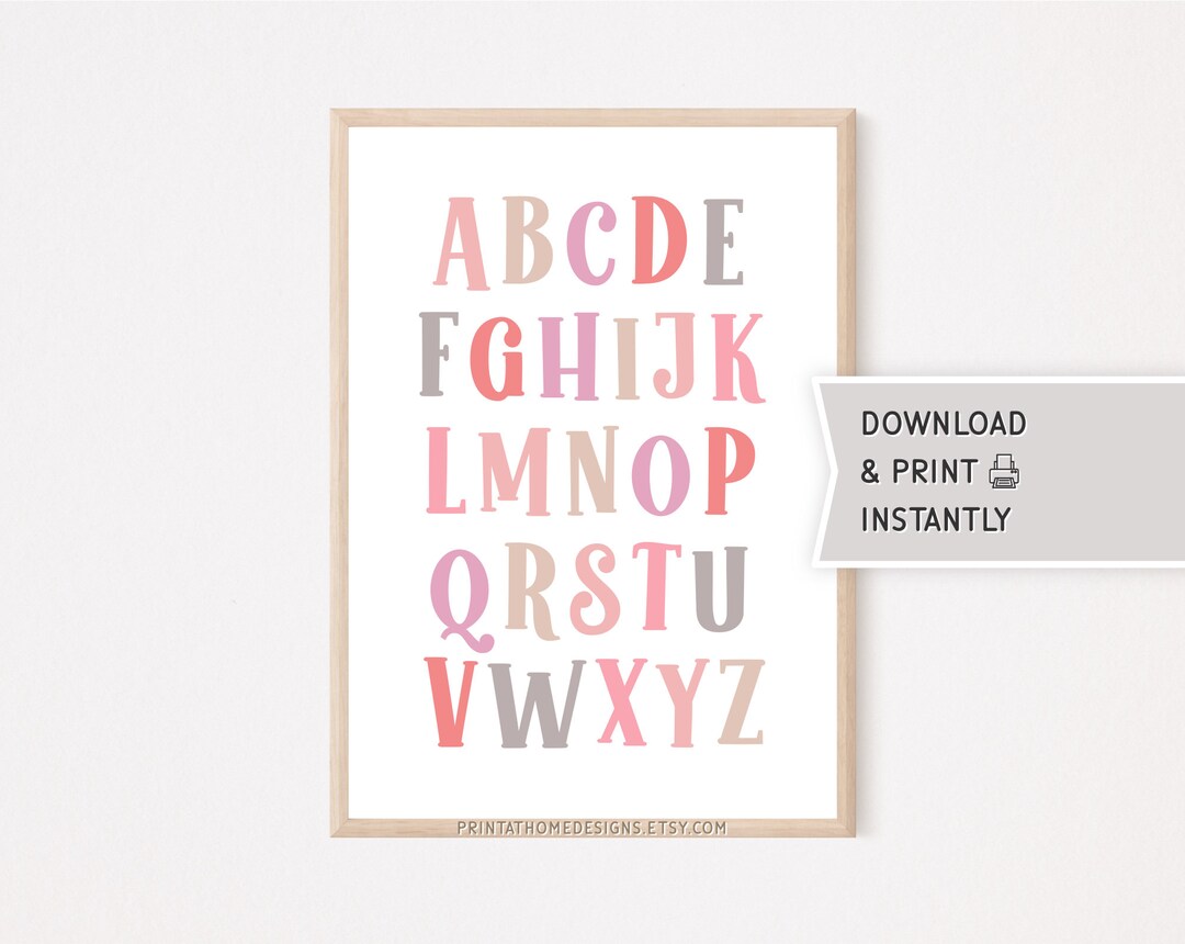 Pink Alphabet Poster, Educational Poster, Alphabet Learning Poster ...