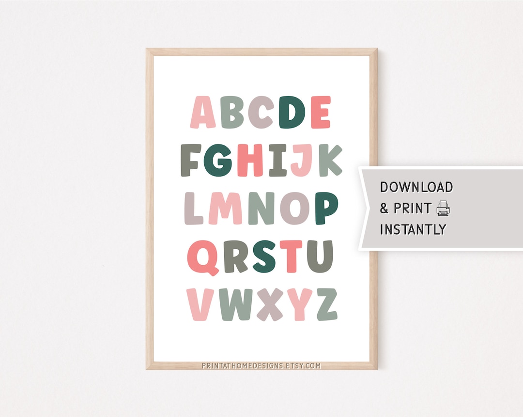 Pink Alphabet Poster Printable, Alphabet Learning Poster, Girls Pink ...