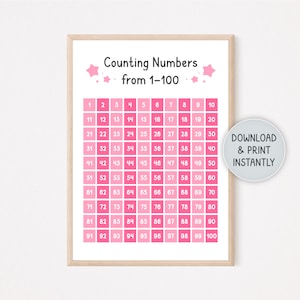 Count to 100 Girls Number Chart Digital Download Pink Number - Etsy