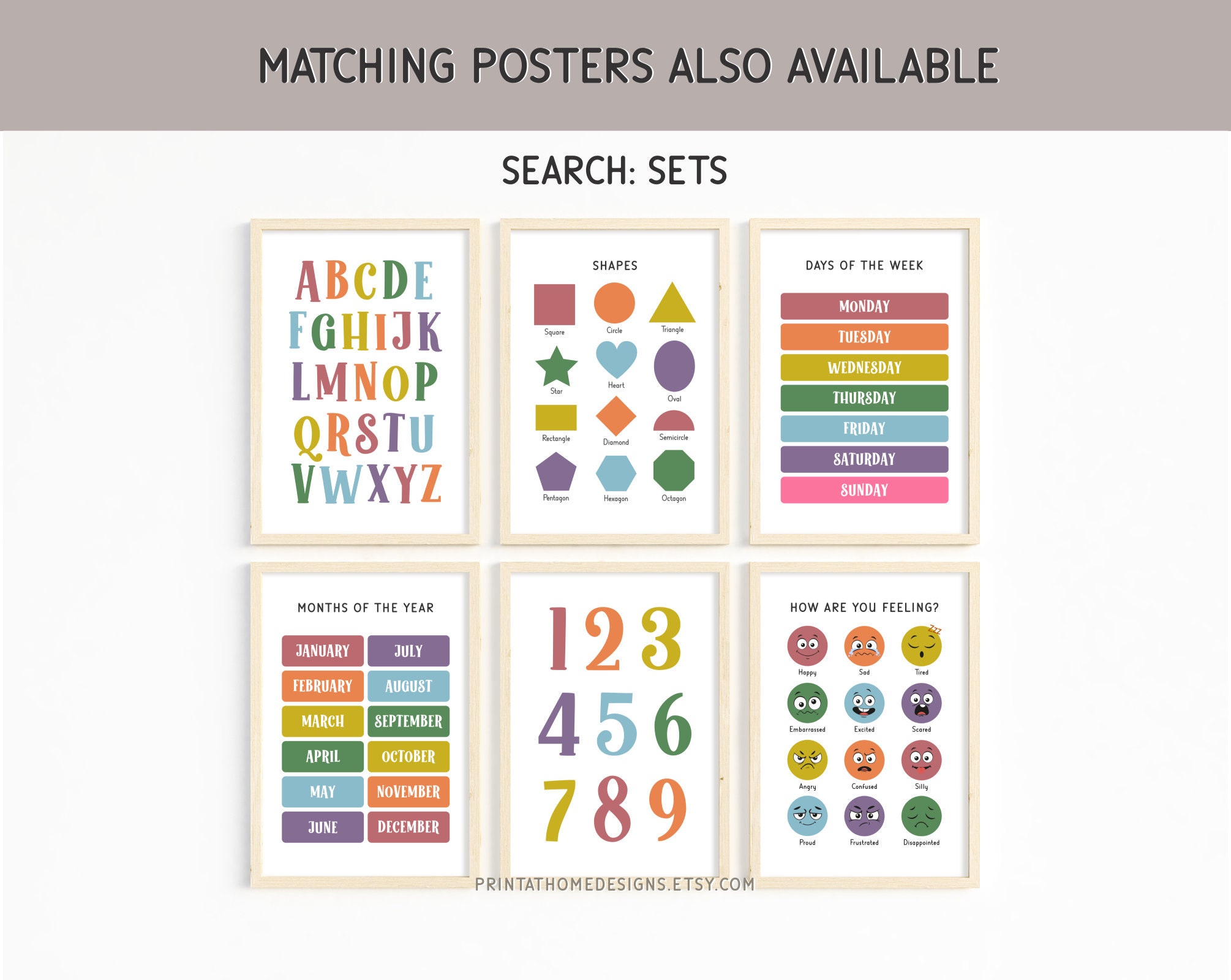 Rainbow Alphabet Poster Set, Educational Posters for Kids, Alphabet and ...