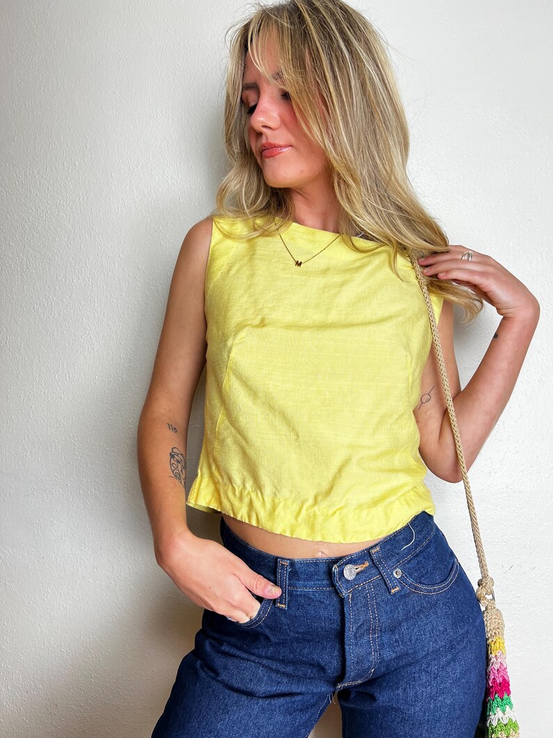 Vintage Yellow Sleeveless Top - Etsy