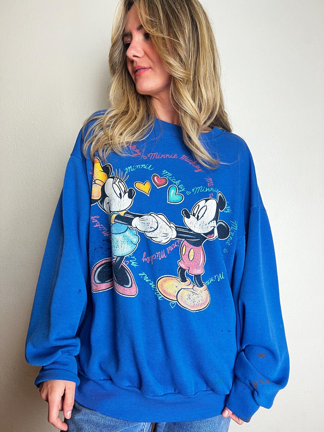 Distressed Mickey Minnie Crew Neck - Etsy