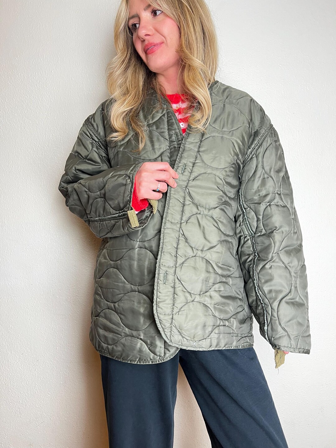 Vintage Green Army Liner Jacket - Etsy