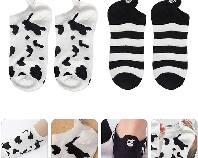 5 Pairs of Super Cute Cow Pattern Socks, Super Comfy, Daily Wear ...
