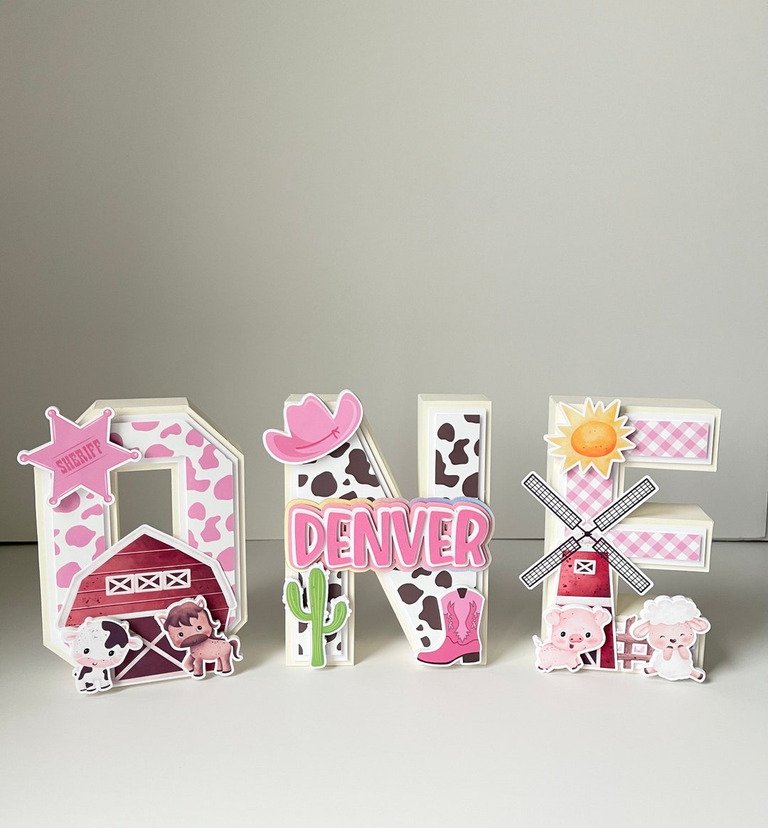 Super Cute O-N-E 3D Letters Boxes With Cowgirl Farm Animals Theme ...