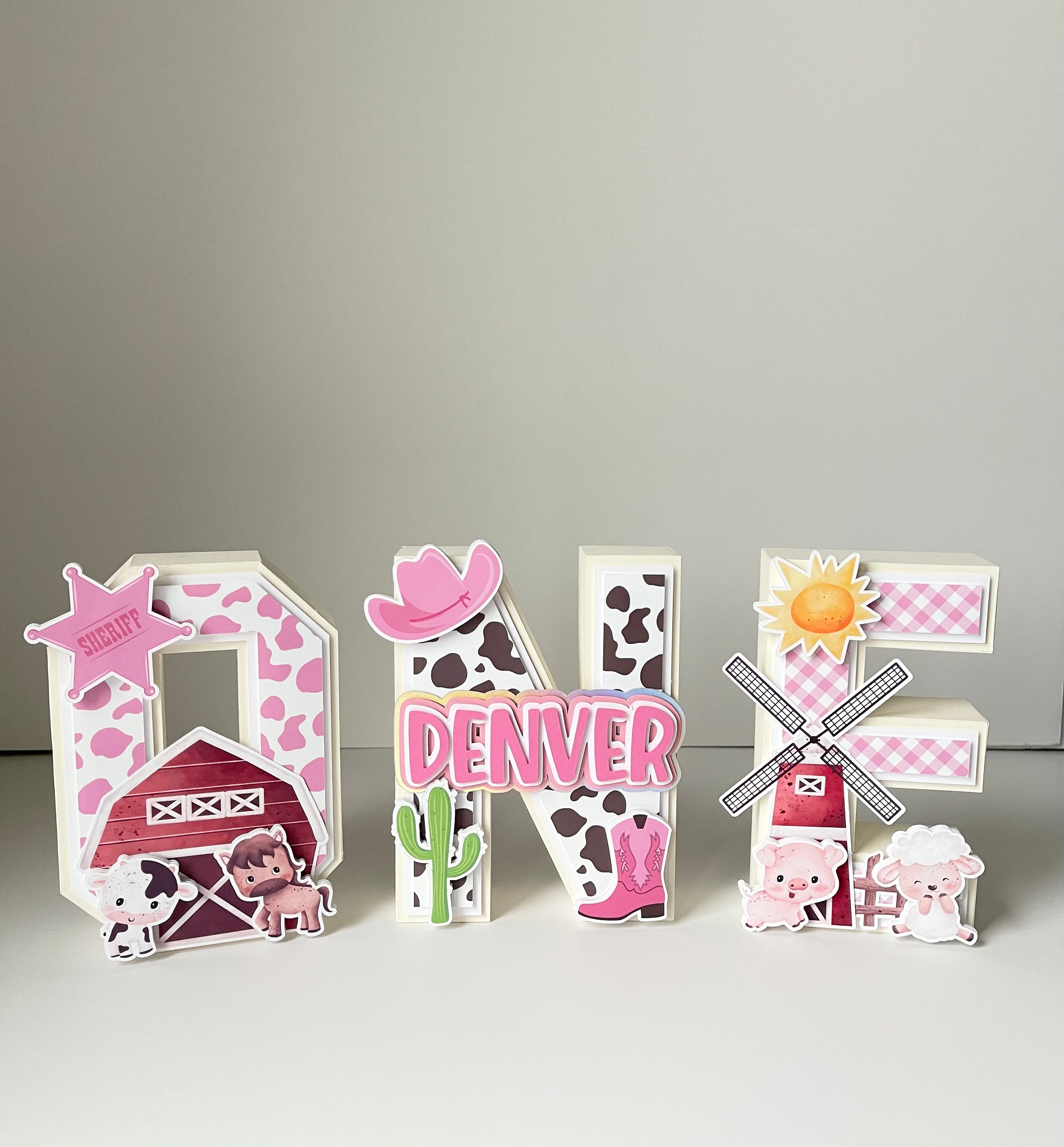 Super Cute O-N-E 3D Letters Boxes With Cowgirl Farm Animals - Etsy