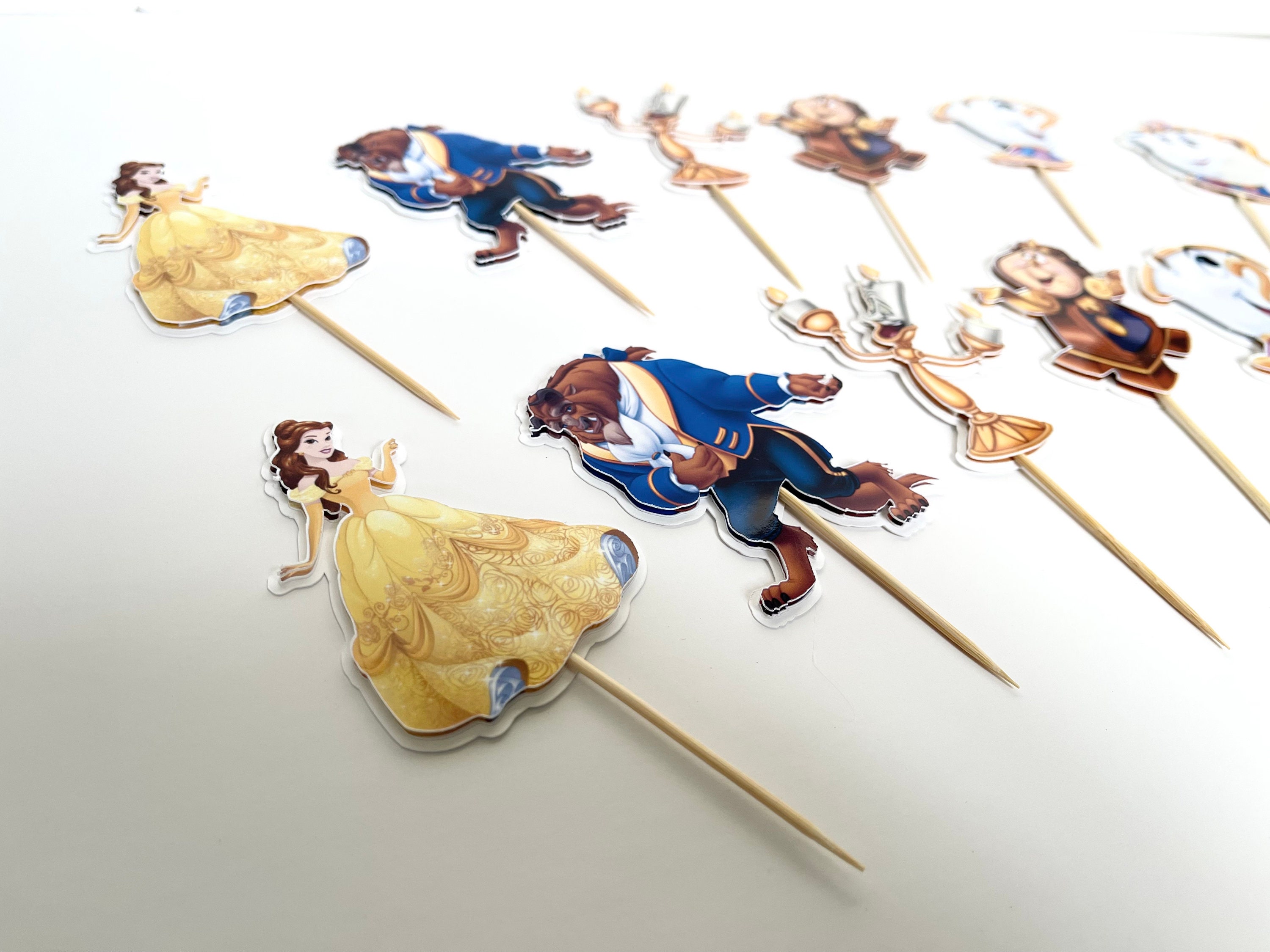 Princess Cupcake Toppers, Beast, Tea Cup, Cake Toppers, Birthday Theme ...