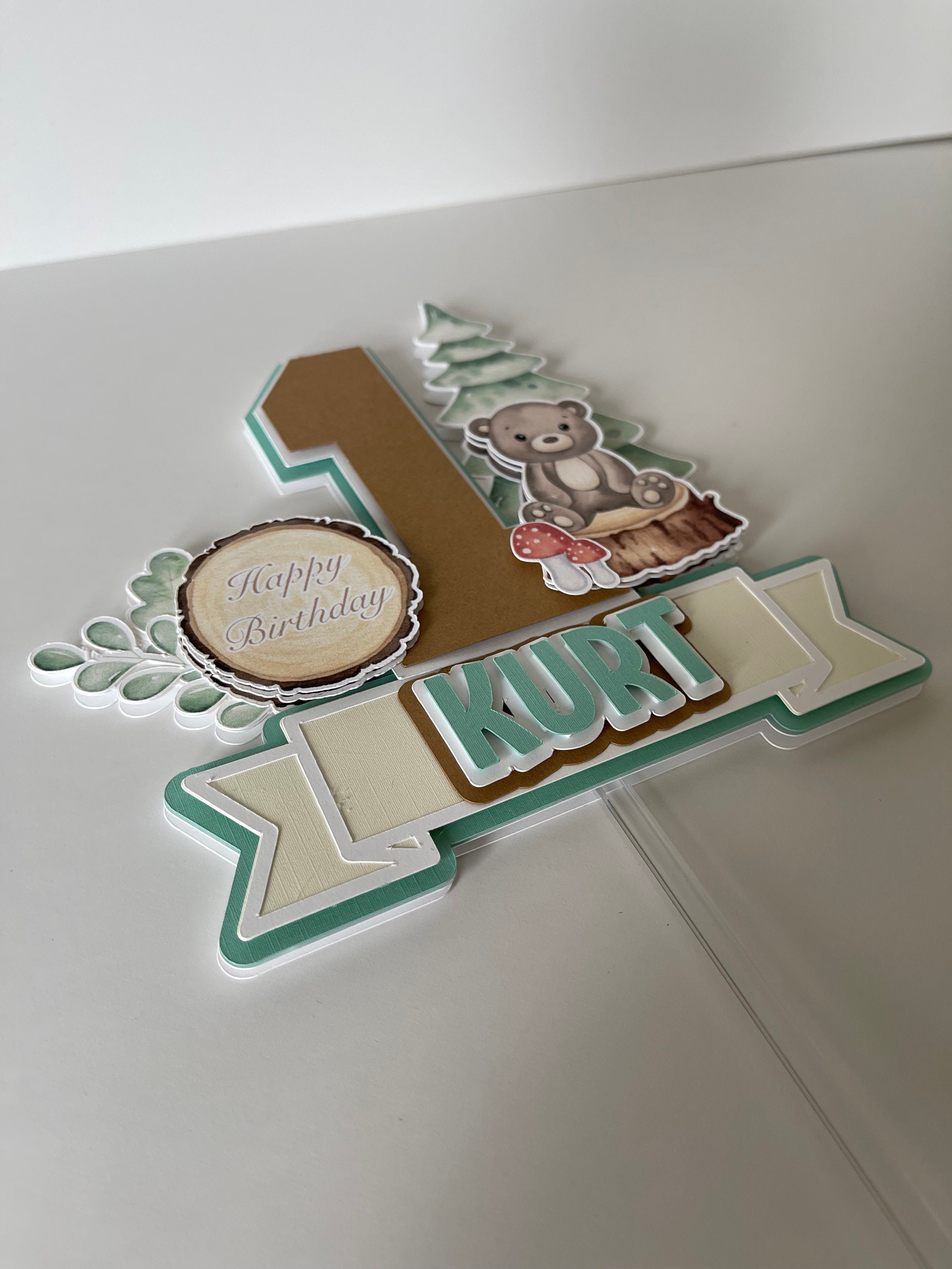 Super Cute Number One Woodland Animals Theme Birthday Cake Topper It's ...