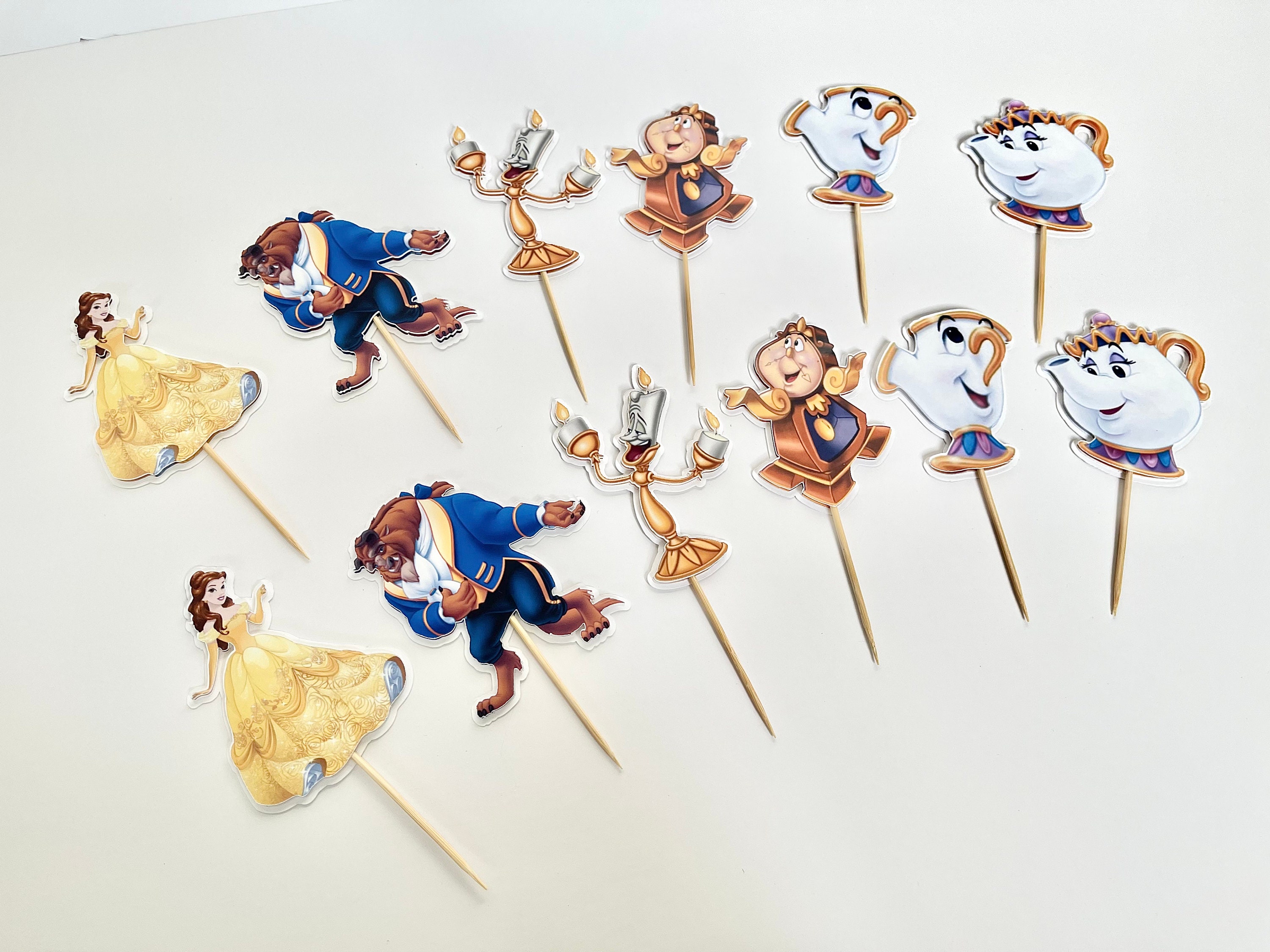 Princess Cupcake Toppers, Beast, Tea Cup, Cake Toppers, Birthday Theme ...