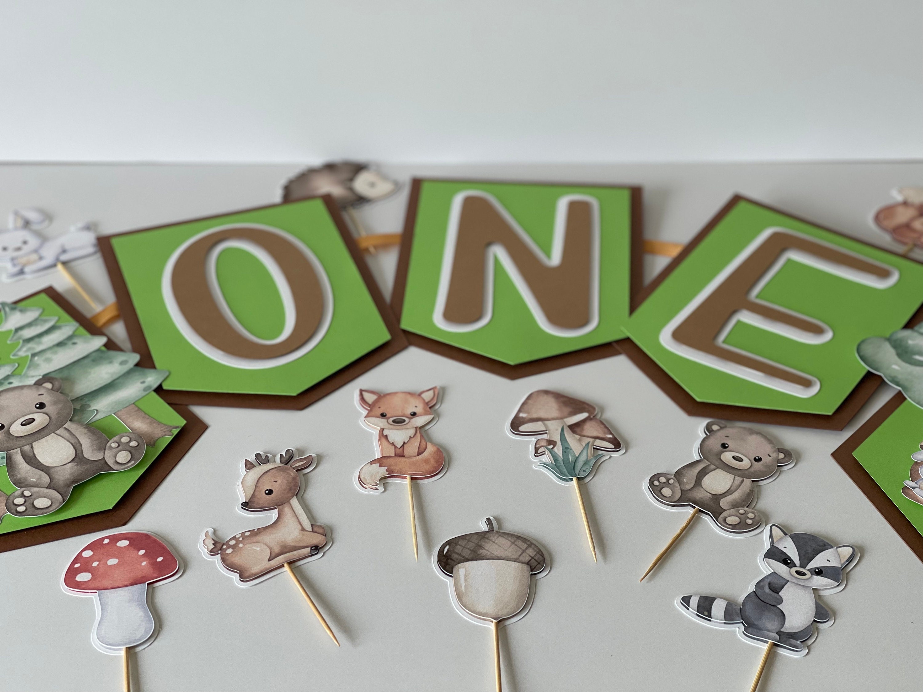 Super Cute Woodland Animals Theme ONE Banner for Highchair Banner and ...