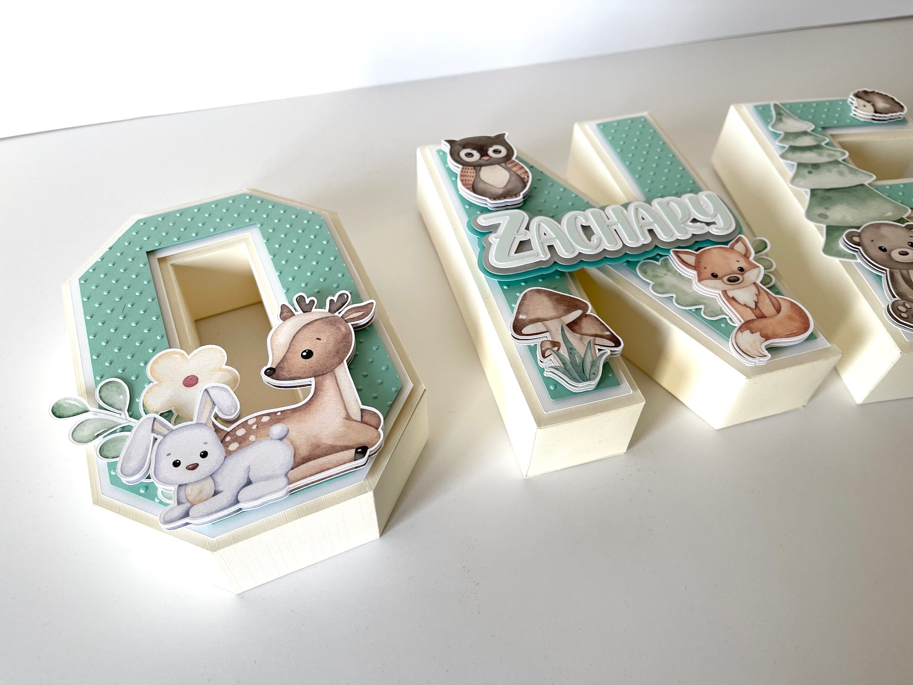 Super Cute High Quality O-N-E 3D Letter Boxes With Woodland Theme ...