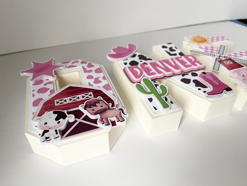 Super Cute O-N-E 3D Letters Boxes With Cowgirl Farm Animals Theme ...