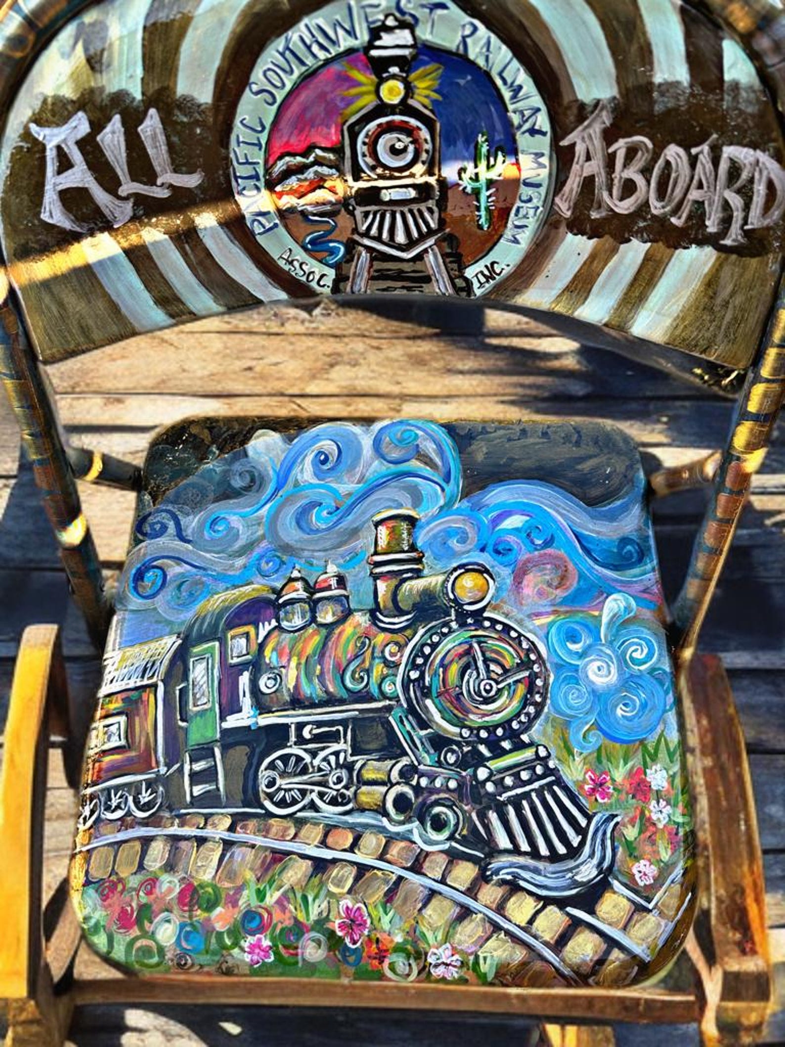 Hand Painted Train Folding Chair: Unique Indoor Outdoor Decor - Etsy