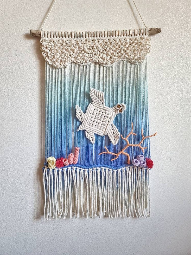Macrame Oceanscape, 3D Macrame, Sea Turtle, Coral Reef, Beach Decor ...