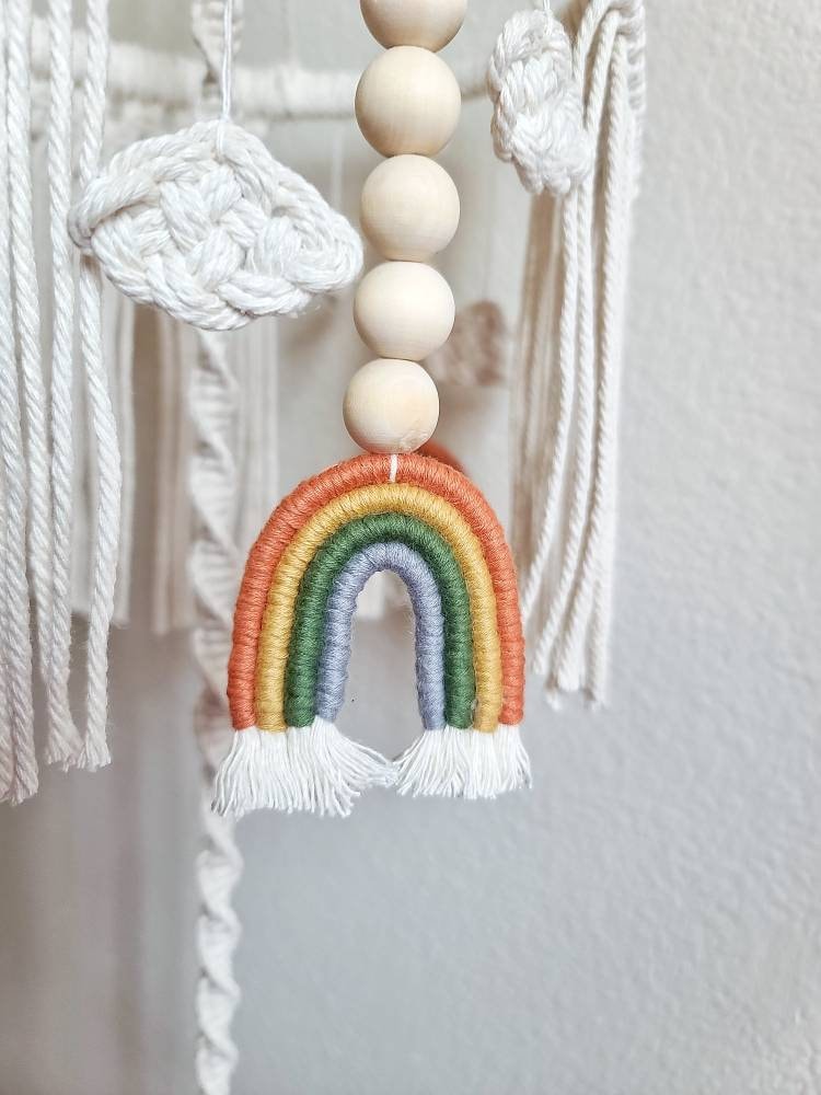 Macrame Rainbow Baby Mobile Handmade Neutral Simple Boho - Etsy