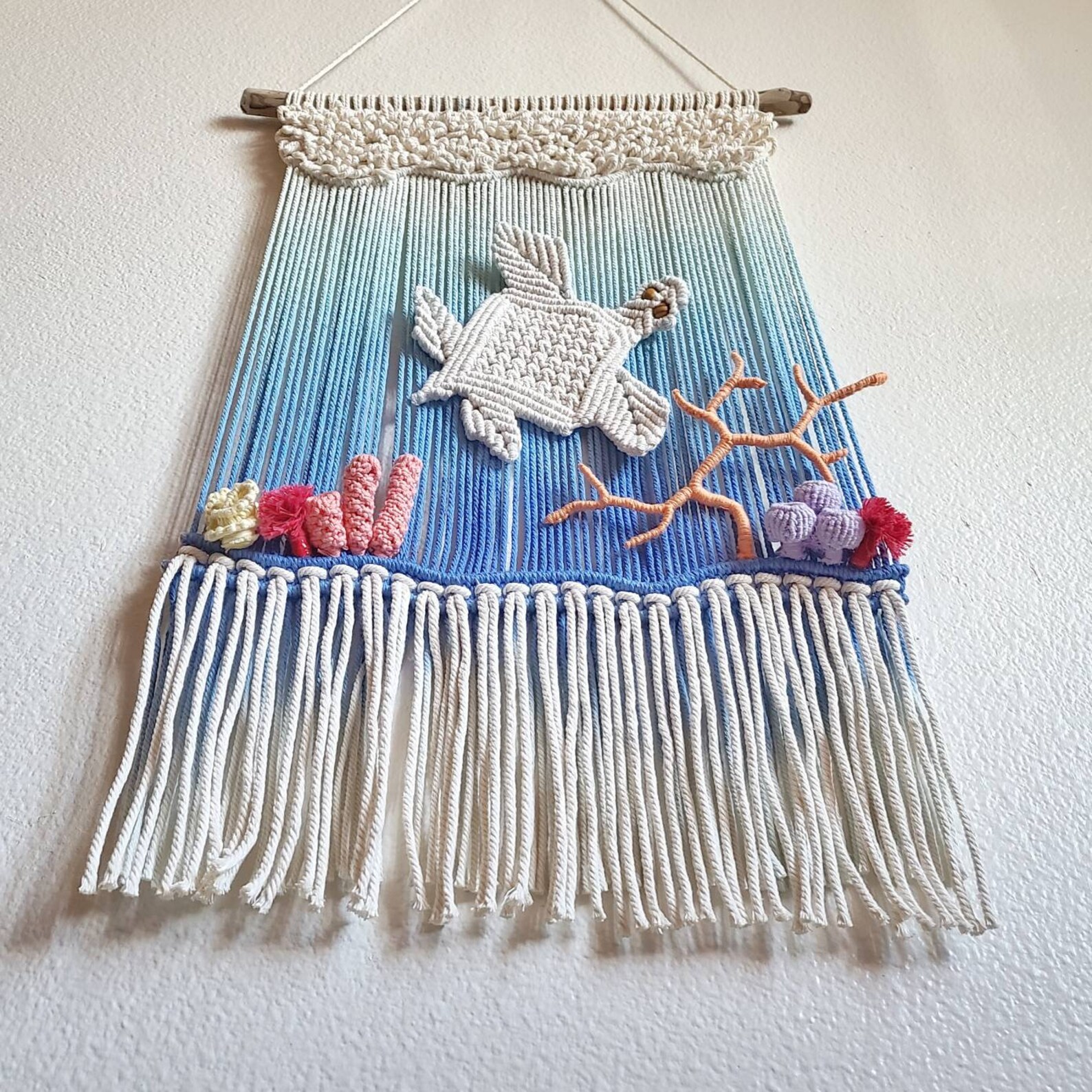 Macrame Oceanscape, 3D Macrame, Sea Turtle, Coral Reef, Beach Decor ...
