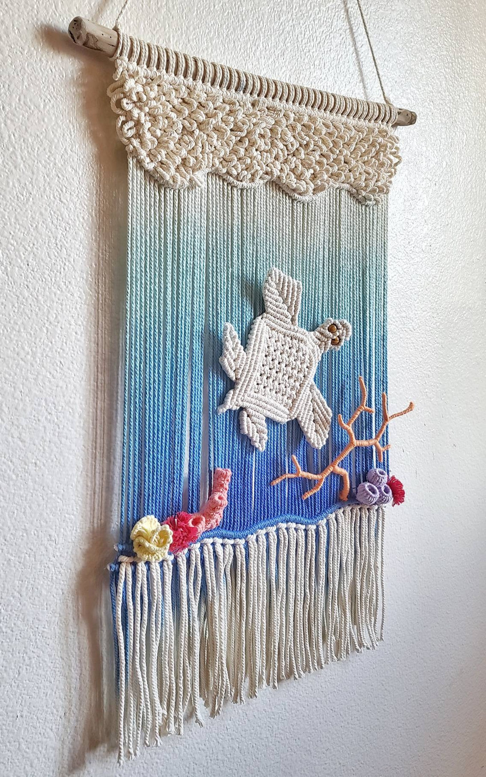 Macrame Oceanscape, 3D Macrame, Sea Turtle, Coral Reef, Beach Decor ...