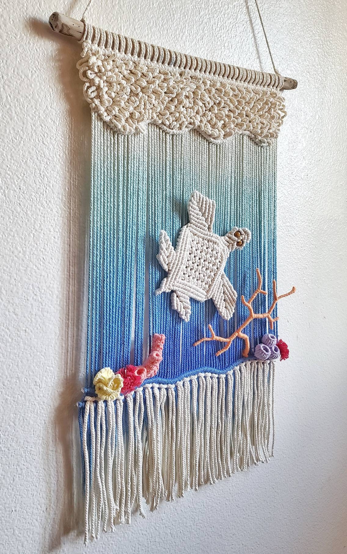 Macrame Oceanscape, 3D Macrame, Sea Turtle, Coral Reef, Beach Decor ...
