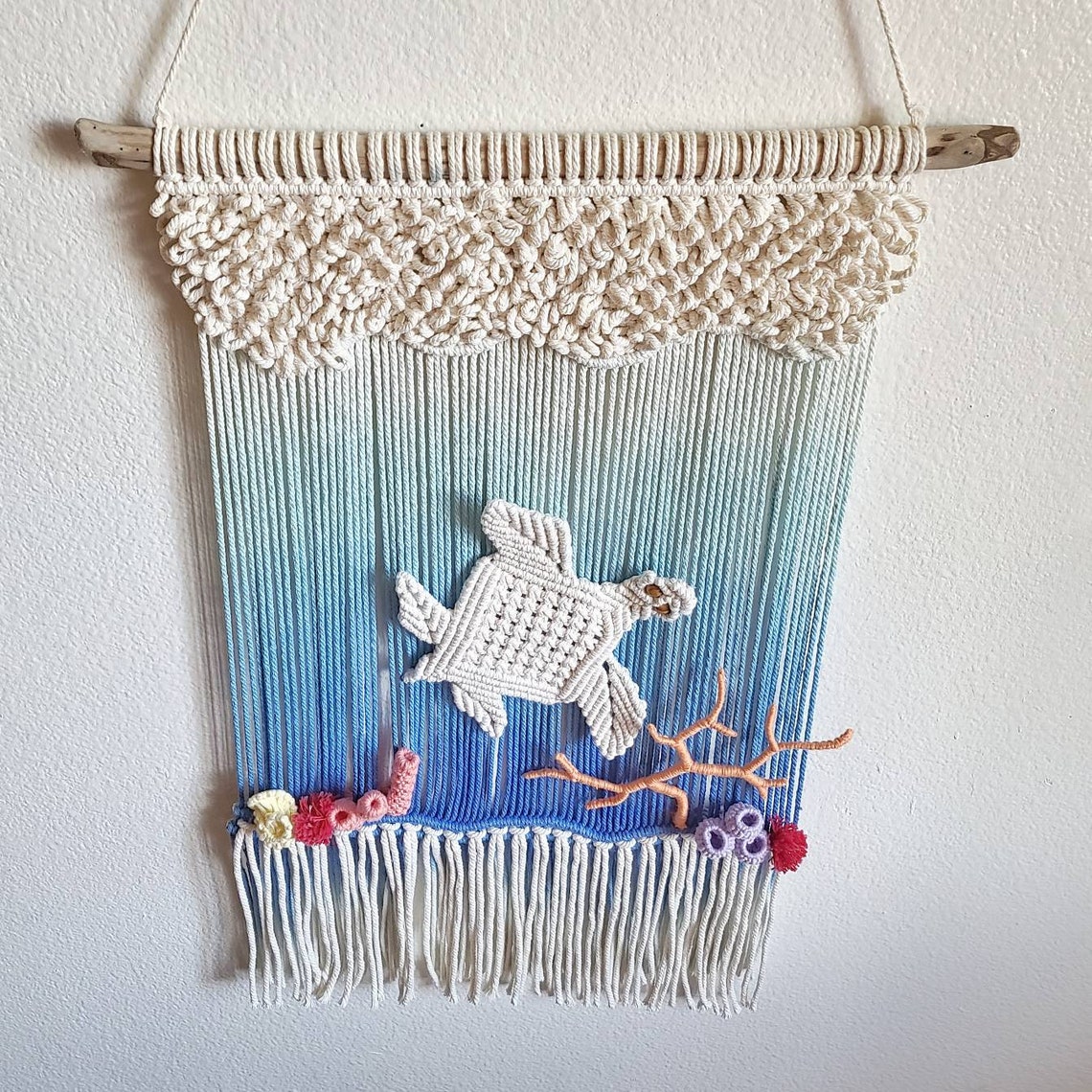 Macrame Oceanscape, 3D Macrame, Sea Turtle, Coral Reef, Beach Decor ...