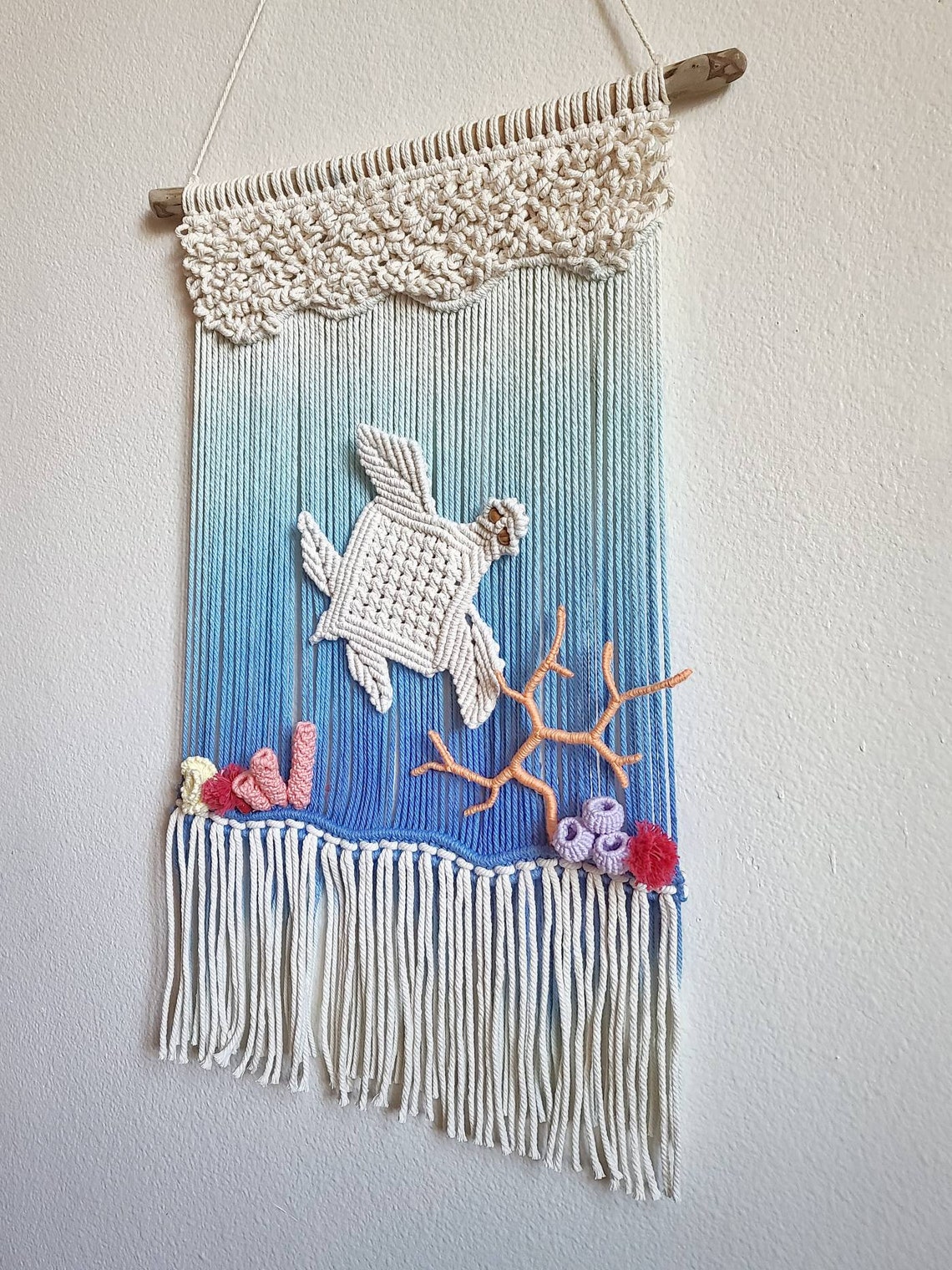 Macrame Oceanscape, 3D Macrame, Sea Turtle, Coral Reef, Beach Decor ...