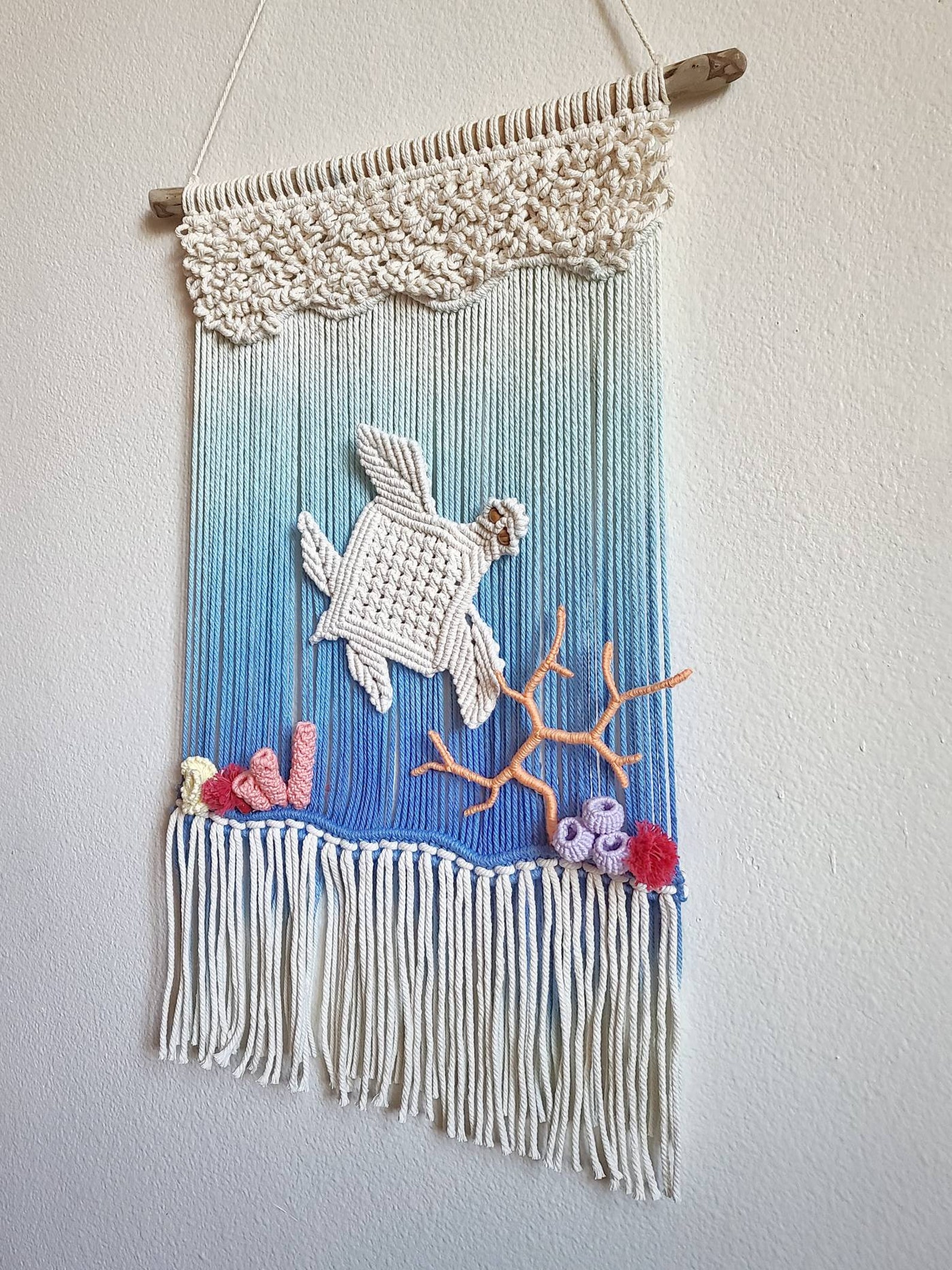 Macrame Oceanscape, 3D Macrame, Sea Turtle, Coral Reef, Beach Decor ...