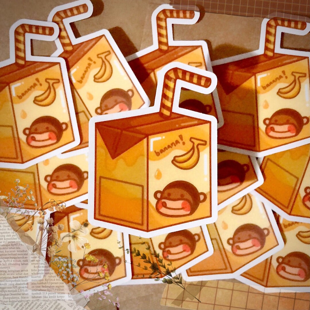Banana Juice Box Transparent Jumbo Sticker/3 Inches - Etsy UK