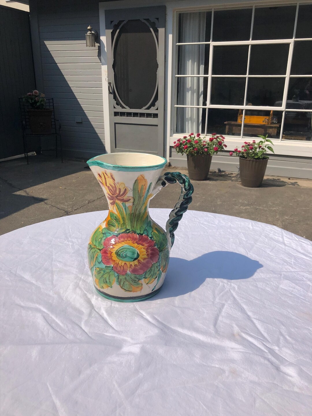 Large Italian Ceramic "sgraffito" Pitcher Circa 1960s - Etsy