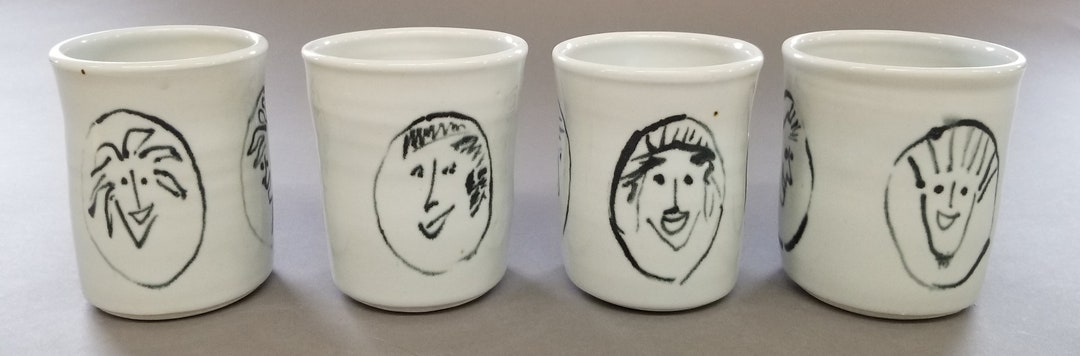 Face Mugs - White Ceramic With Unique Character Designs - Etsy