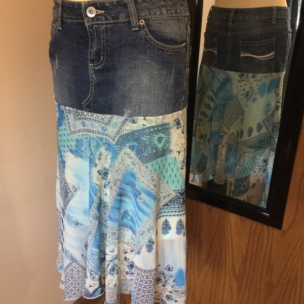 Upcycled Denim Skirt - Etsy