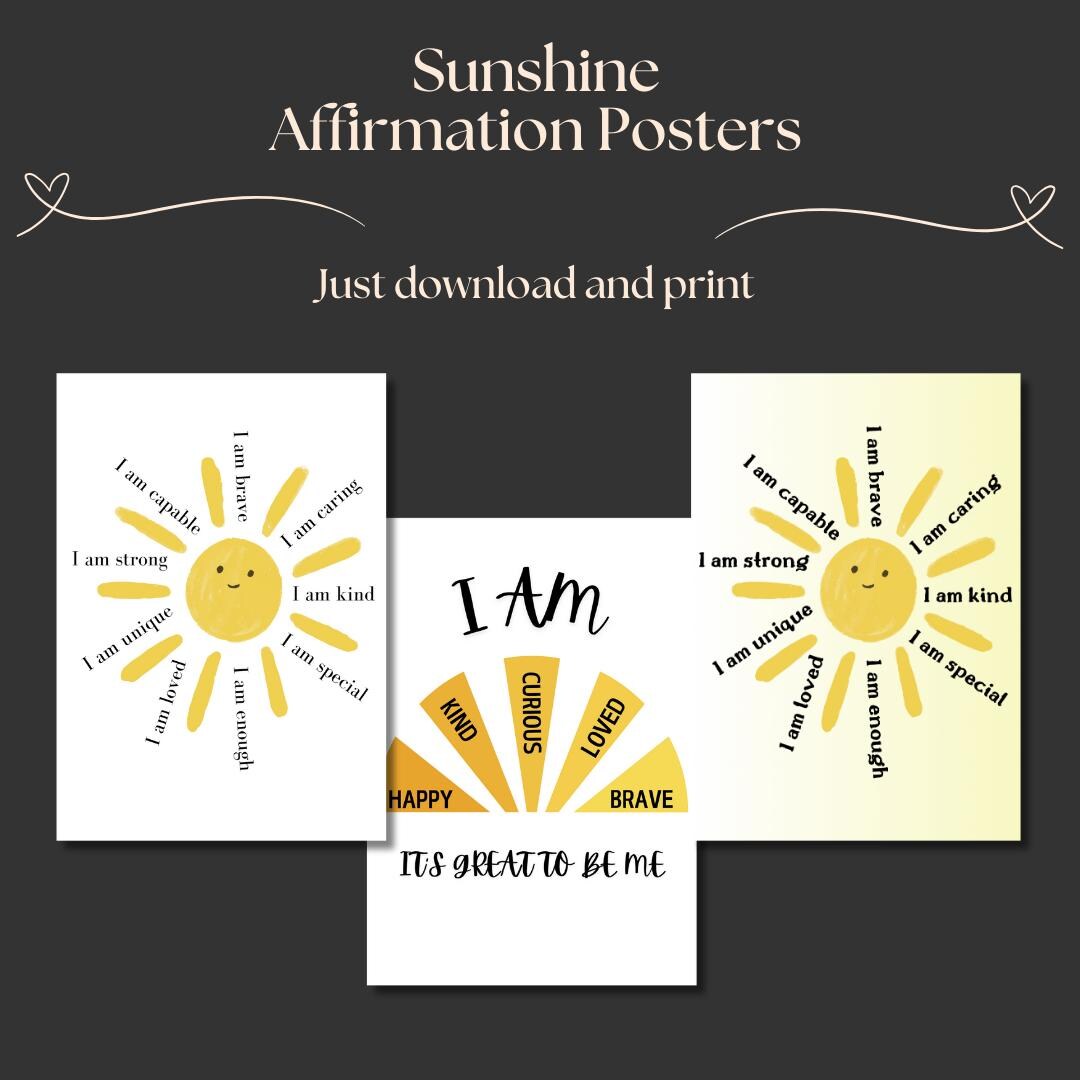 Sunshine Affirmation Posters for Kids - Etsy