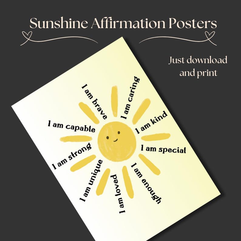 Sunshine Affirmation Posters for Kids - Etsy