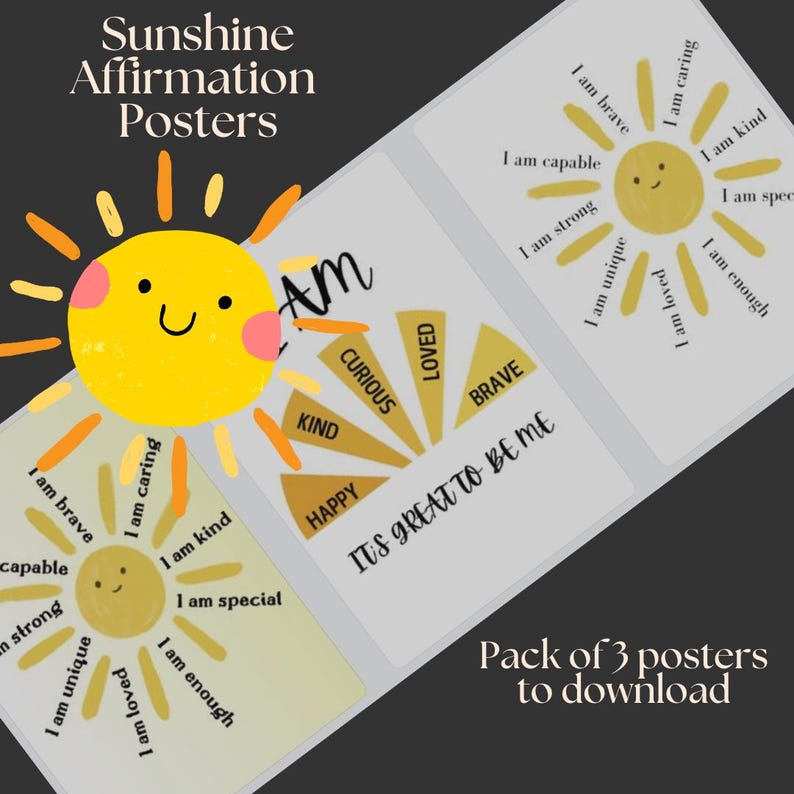 Sunshine Affirmation Posters for Kids - Etsy