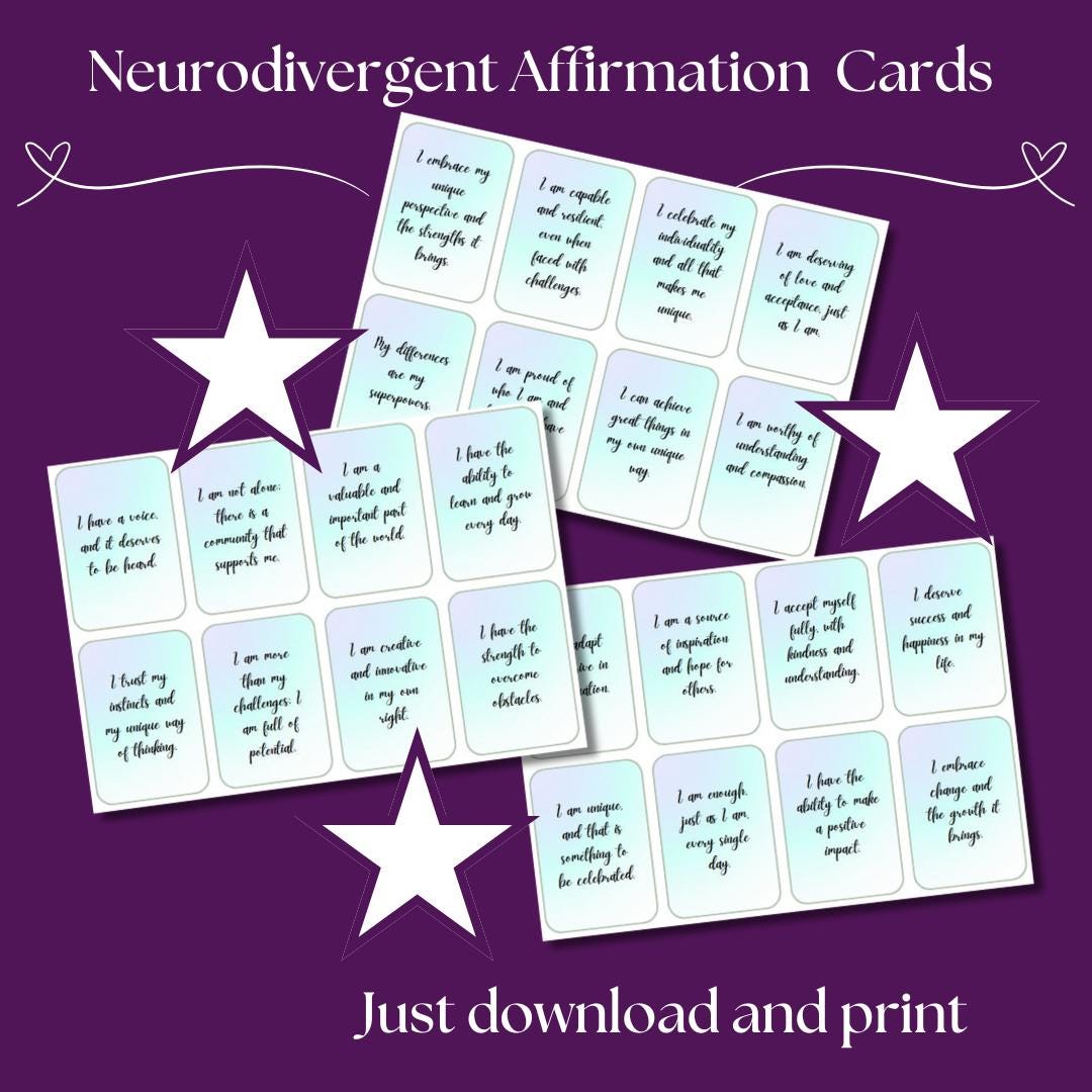 Affirmation Cards for Neurodivergent Individuals - Etsy