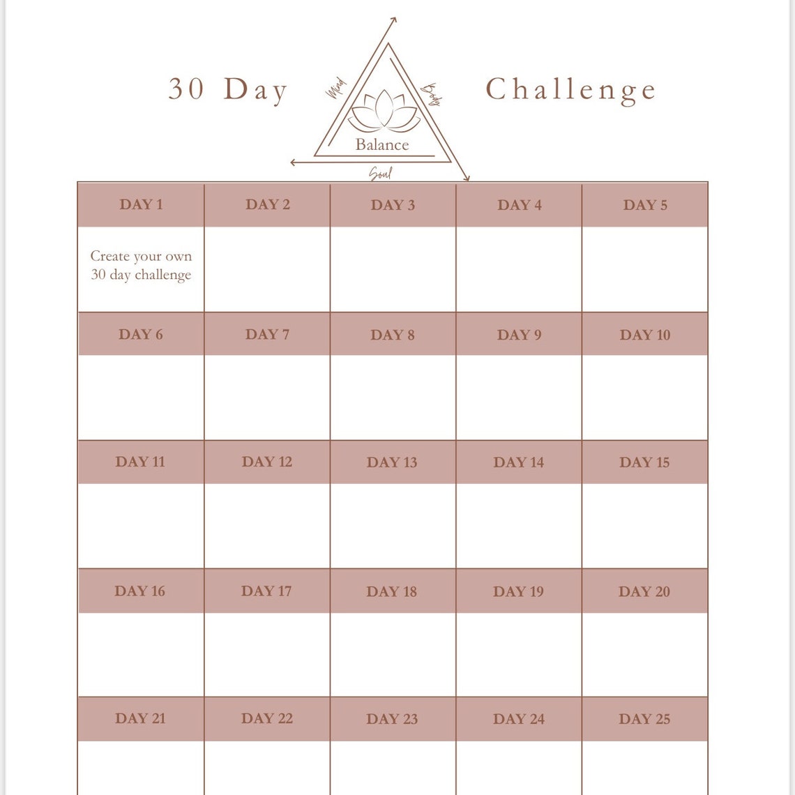 30 Day Mind Body &soul Balance Challenge Digital Download - Etsy