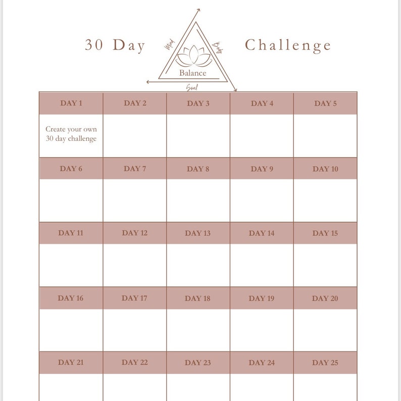 30 Day Mind Body &soul Balance Challenge Digital Download - Etsy
