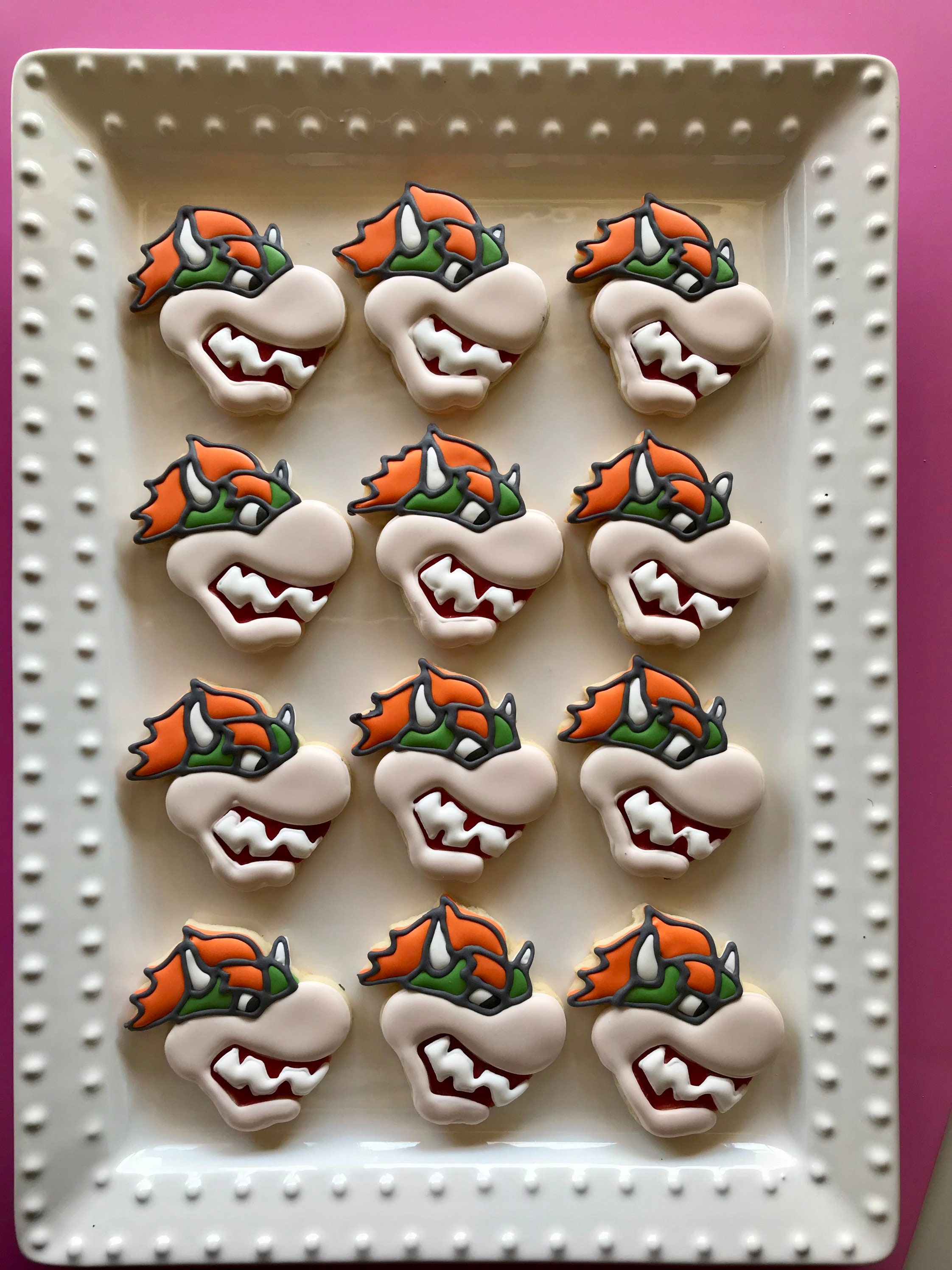 12 Bowser Sugar Cookies: Video Game Birthday Favors - Etsy