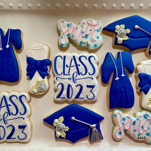 12 Graduation Floral Cookies, Prom Cookies, Senior Sugar Cookies, Class ...