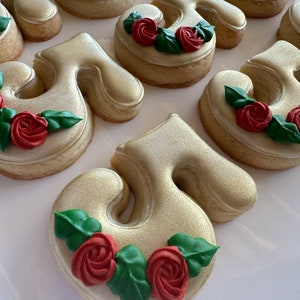 12 Mini Number Cookies, Princess Birthday Party, Belle Birthday, Custom ...