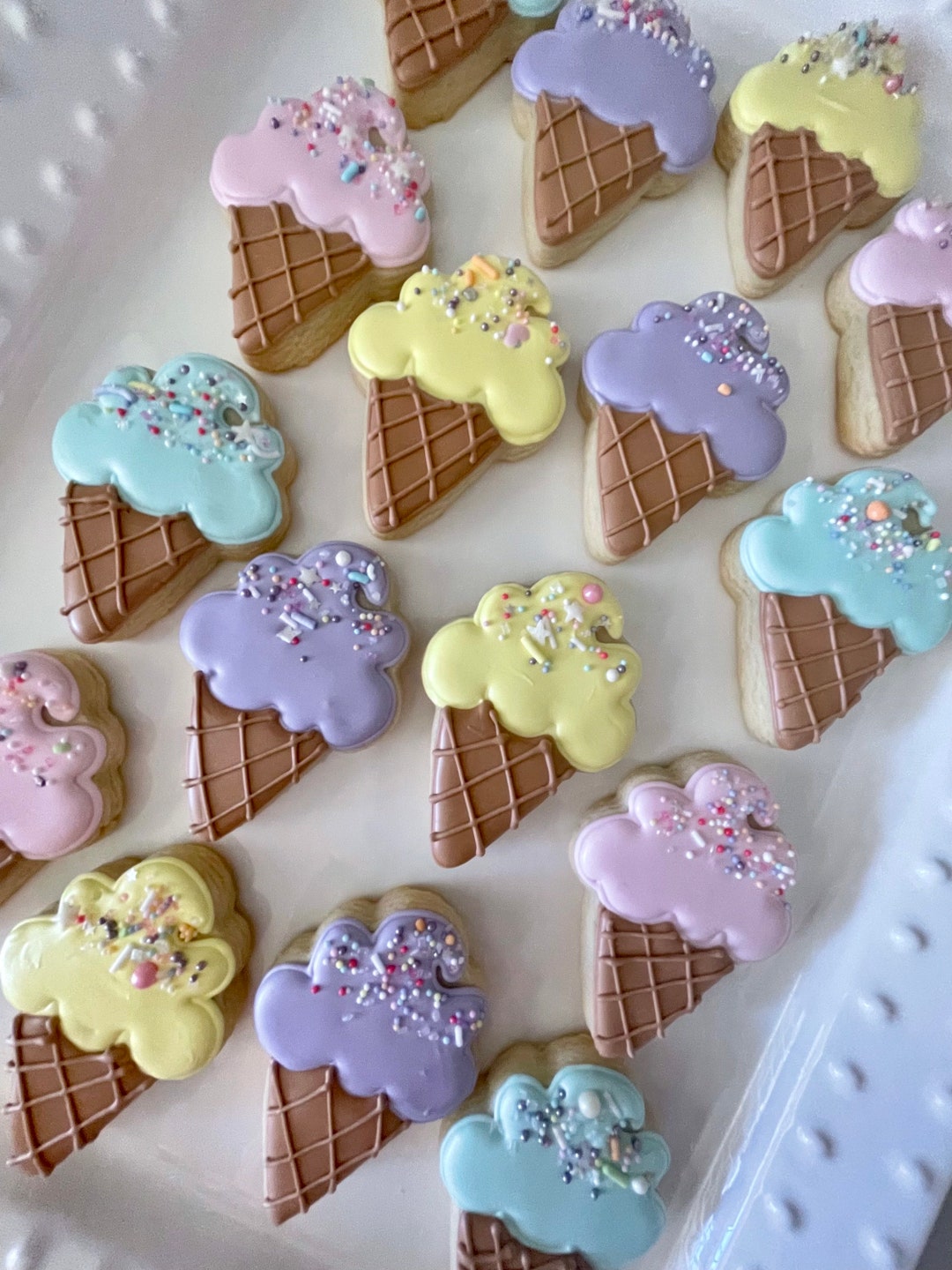 12 Mini Ice Cream Cone Cookies: Birthday Party Favors - Etsy