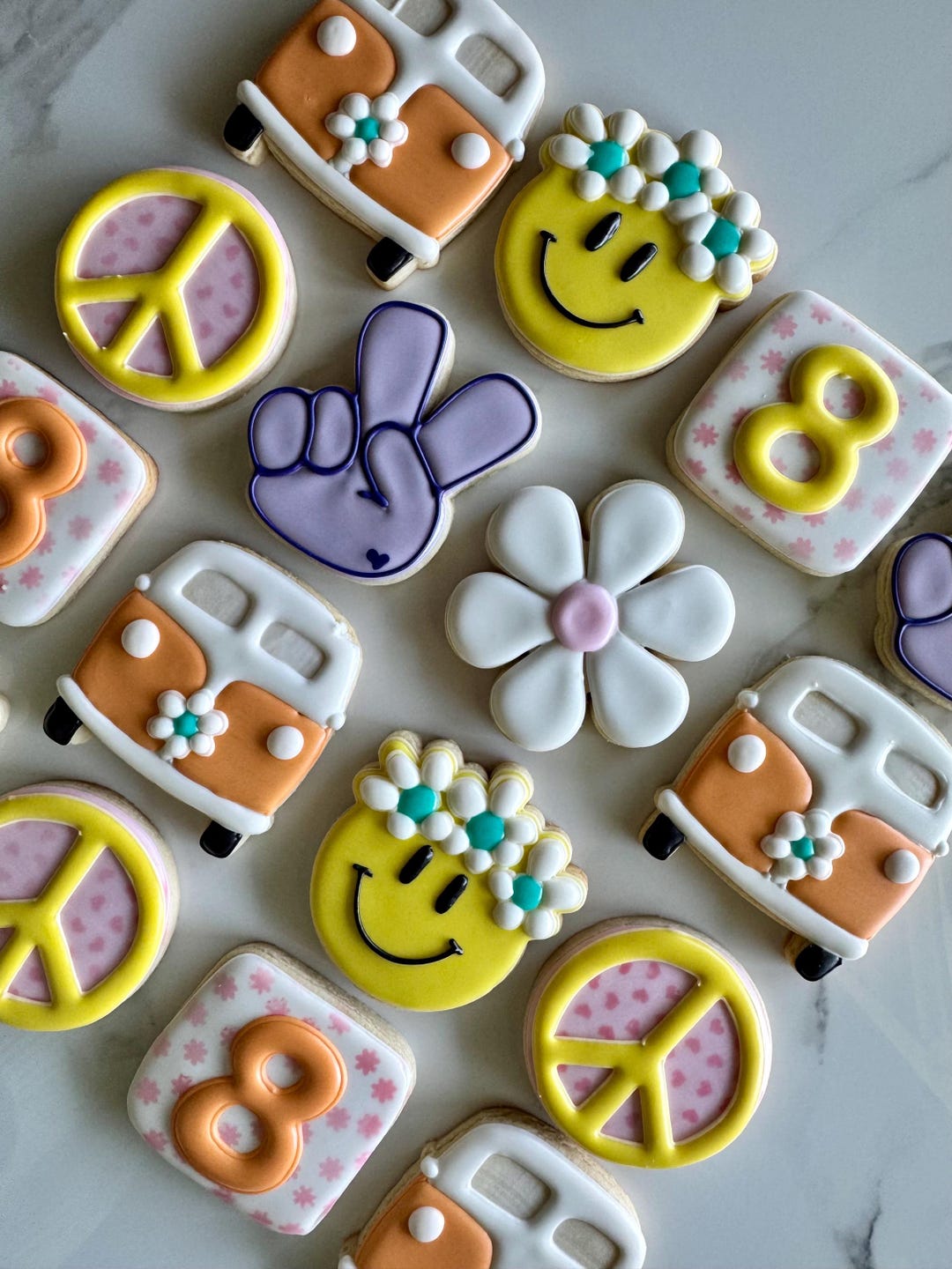 12 Groovy Cookies, Groovy Birthday, Birthday Party Favors, Peace and ...