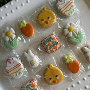 12 Happy Easter Mini Cookies, Easter Cookies, Bunny Cookies, Happy ...