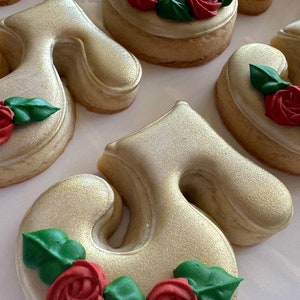 12 Mini Number Cookies, Princess Birthday Party, Belle Birthday, Custom ...