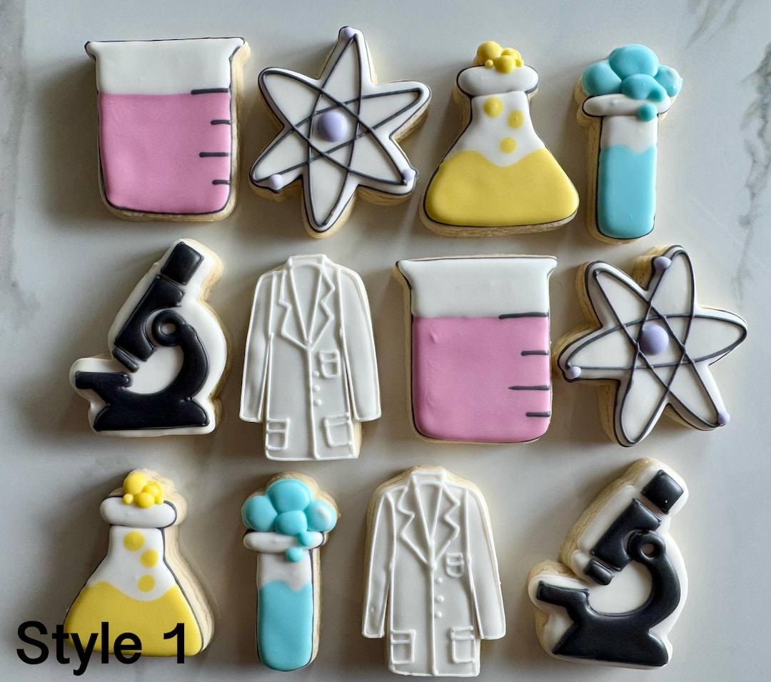 12 Science Sugar Cookies, Science Week Cookies, Lab Cookie, Science ...