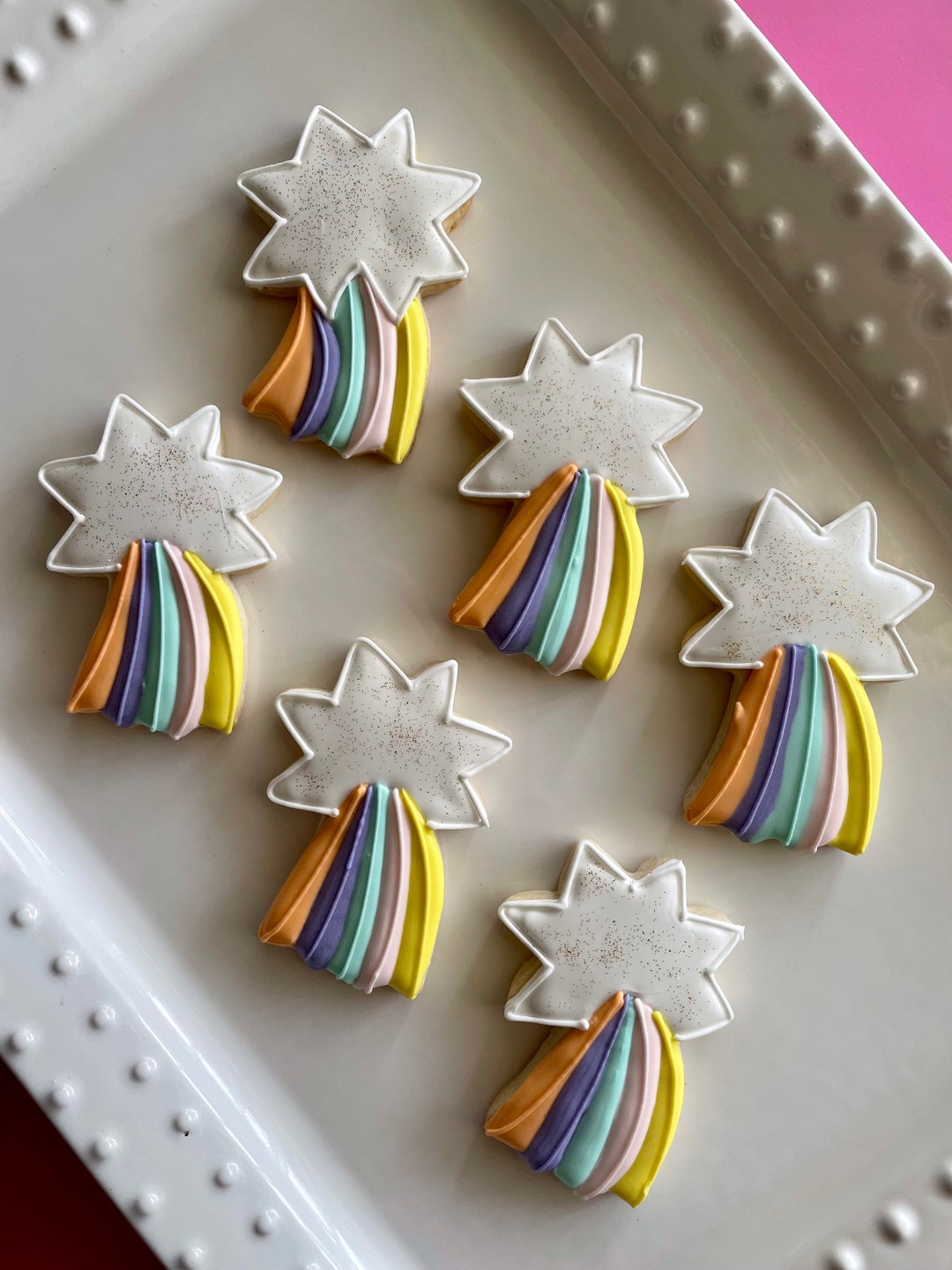 12 Shooting Star Cookies, Pastel Shooting Star, Magical Cookies ...