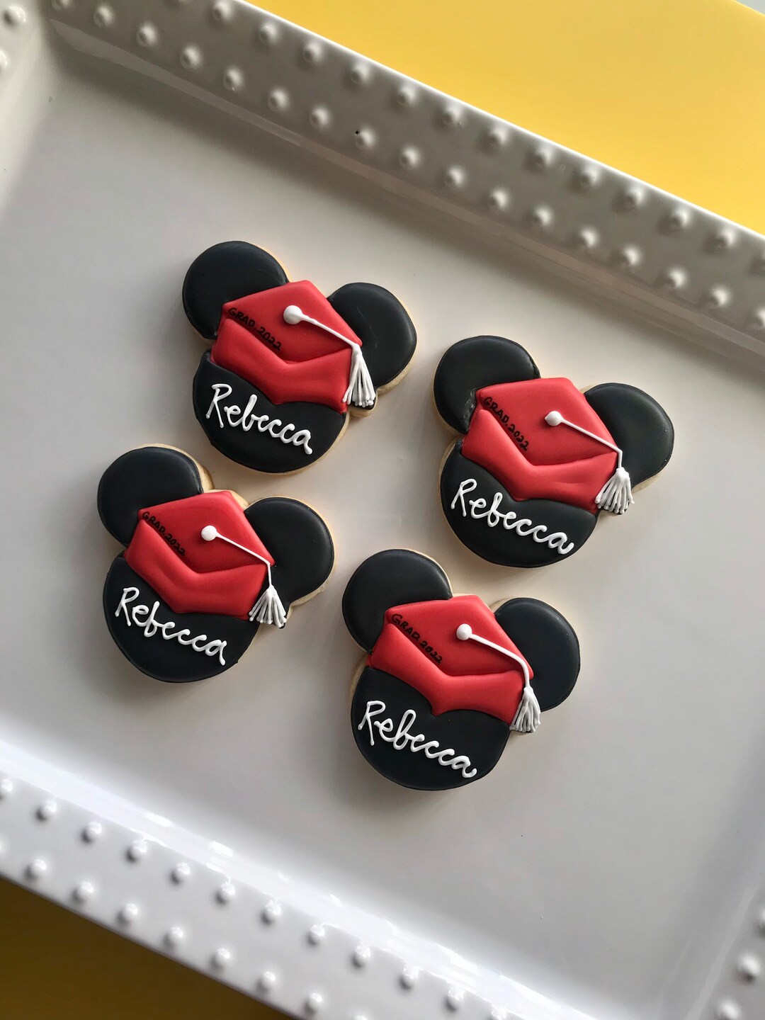 12 Mouse Head Graduation Cookies, Personalized Cookies, Prom Cookies ...